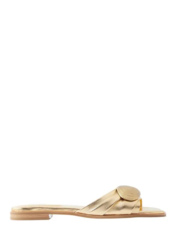 Simkhai Metallic Leather Slides - Nude