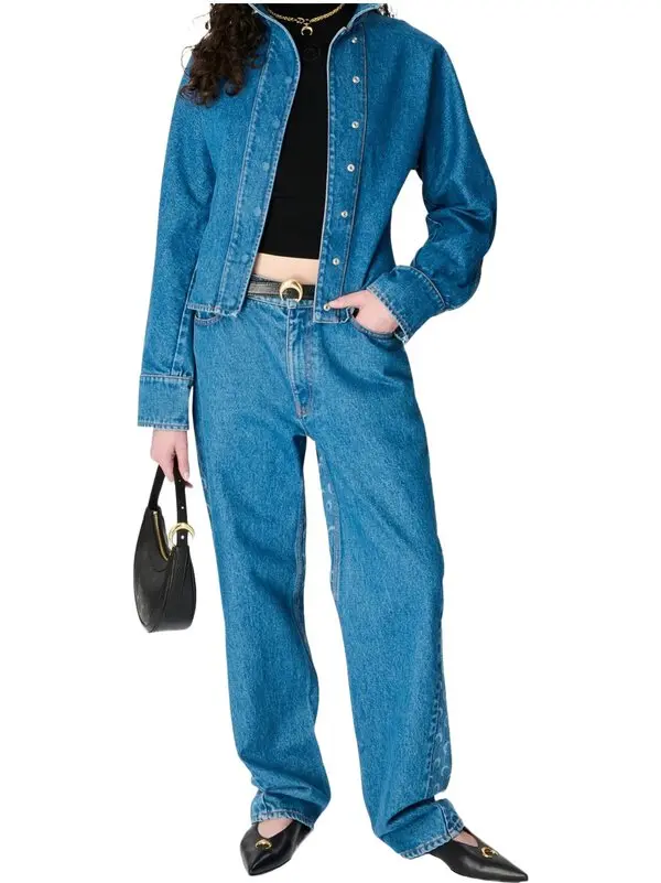MARINE SERRE Moon Laser Wash Denim Baggy Jeans - Blue