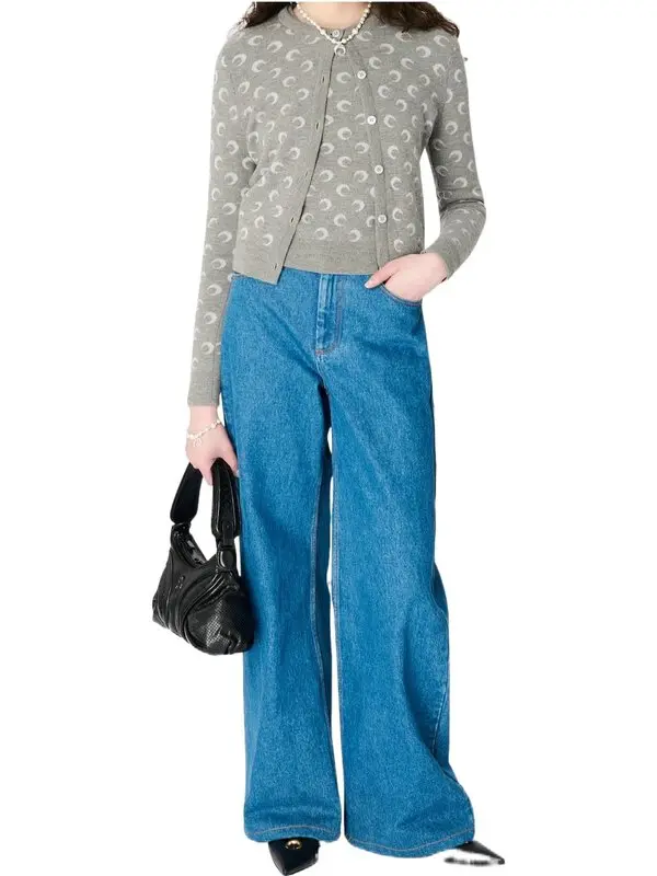 MARINE SERRE Moon Laser Denim Jeans - Blue