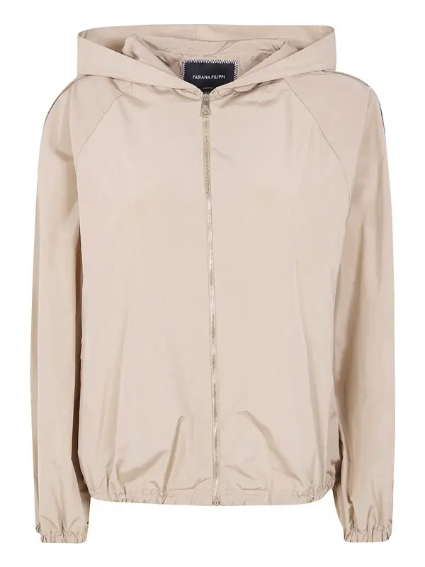 Fabiana Filippi Zip-up Hooded Bomber Jacket - Maple