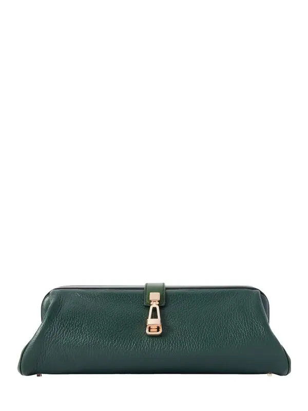 Gabriela Hearst Textured Leather Clutch With Shoulder Strap - Green