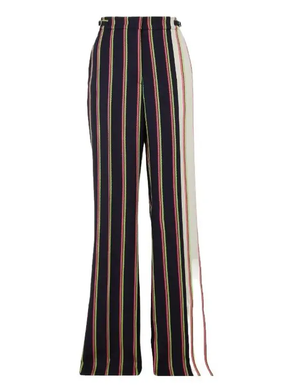 Gabriela Hearst Jones Striped Wool And Silk-blend Twill Wide-leg Pants - Black