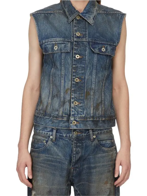 Rick Owens Denim Gilet - Vintage Washed Color
