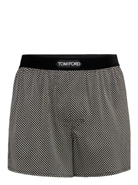 TOM FORD Graphic Print Silk Boxer Shorts - Black