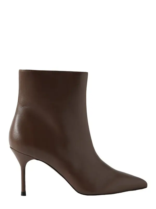 Staud Sebastian Leather Ankle Boots With Stiletto Heel - Truffle