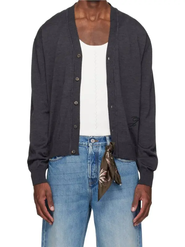 Jacquemus Long Sleeve Knit Cardigan - Grey