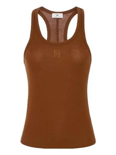 Elisabetta Franchi Logo Racerback Tank Top - Leather