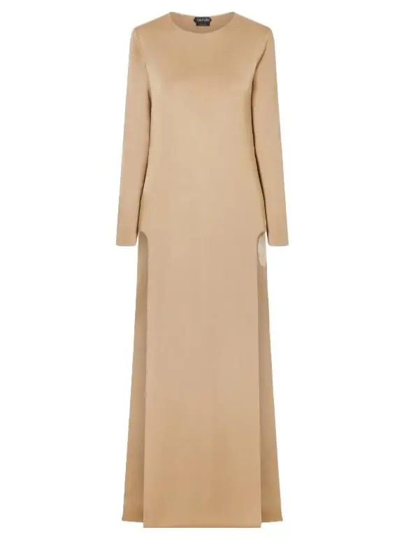 TOM FORD Long Sleeve Maxi Dress With Slits - Nude
