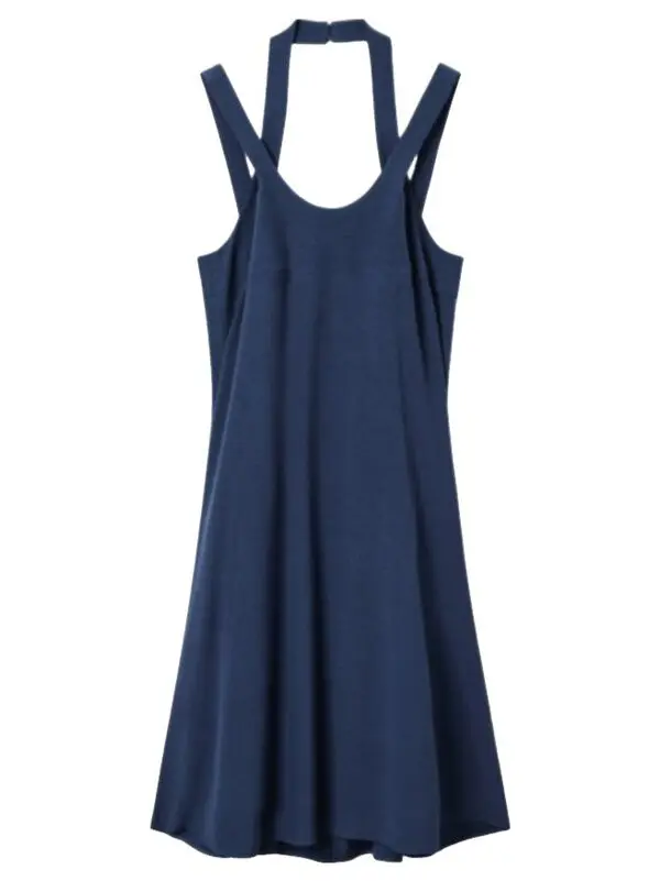 Emporio Armani Halterneck Midi Dress With Jacquard Detail - Blue