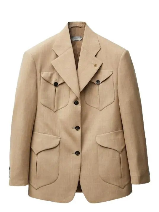 Versace Single-breasted Blazer With Medusa Hardware - Beige