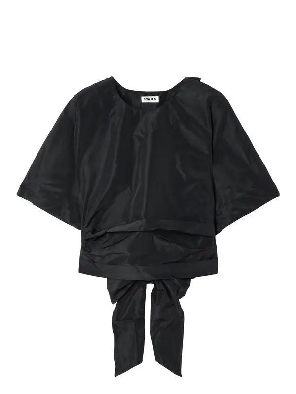Staud Michelina Tie-front Top - Black
