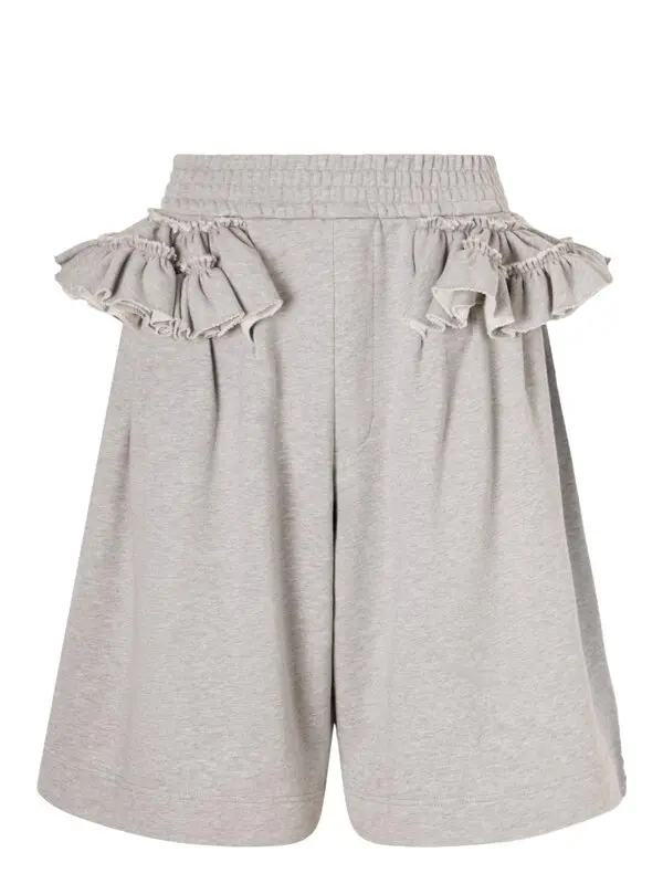 Dries Van Noten Ruffled Cotton Knit Shorts - Grey
