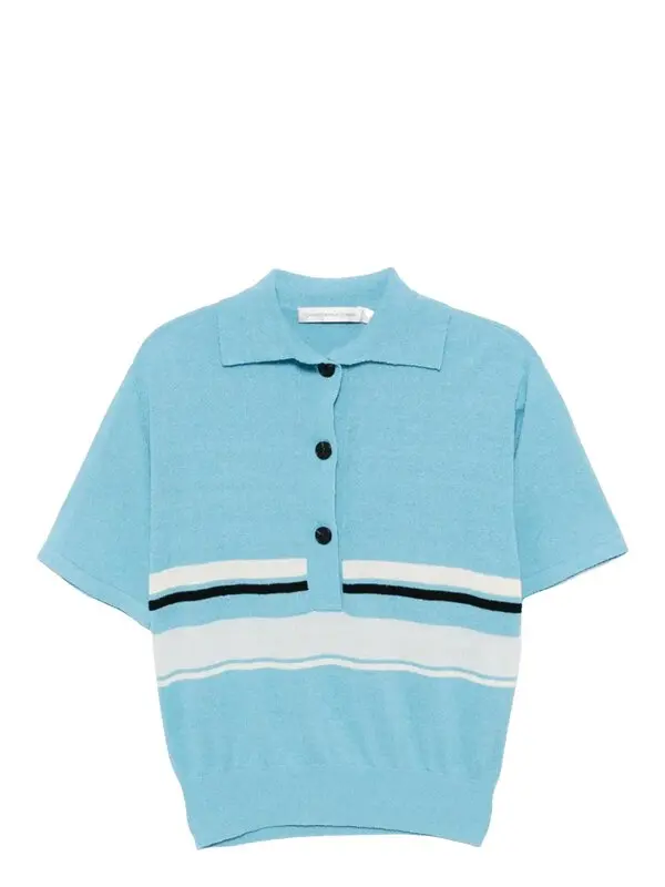 Christopher Esber Striped Knitted Polo Shirt - Blue