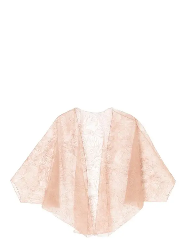 Emporio Armani Sheer Embroidered Tulle Cape - Nude