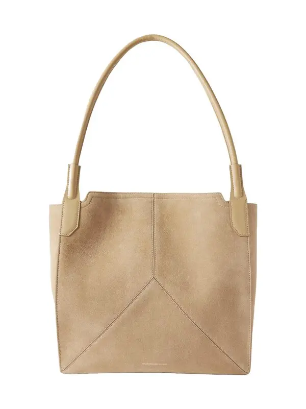 Victoria Beckham Leather-trimmed Velvet Tote - Nude