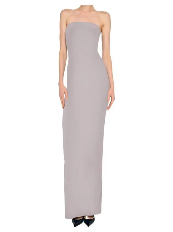 Norma Kamali Strapless Gown With Back Slit - Grey
