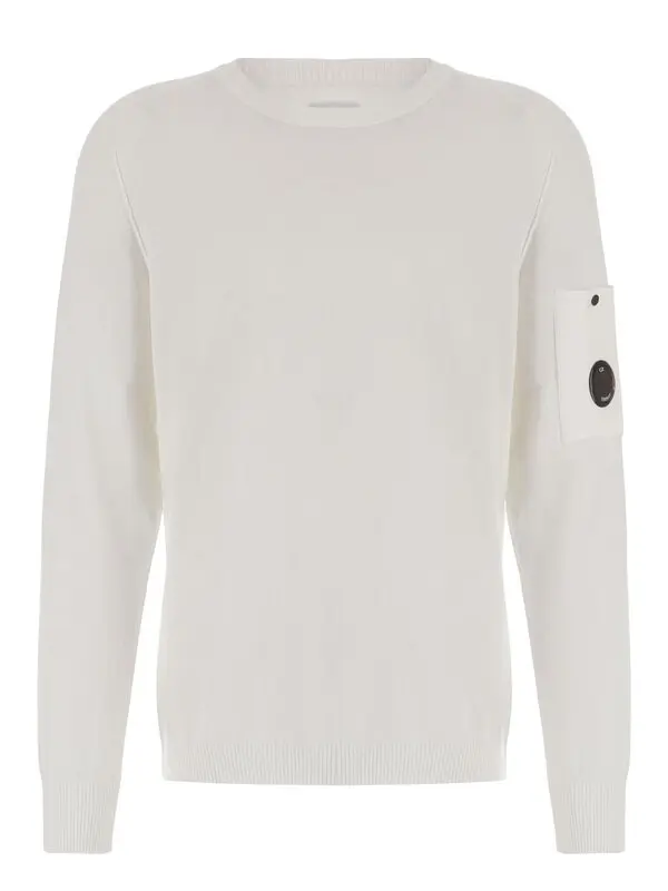 C.P. COMPANY Knitted Sweater With Sleeve Pocket - White