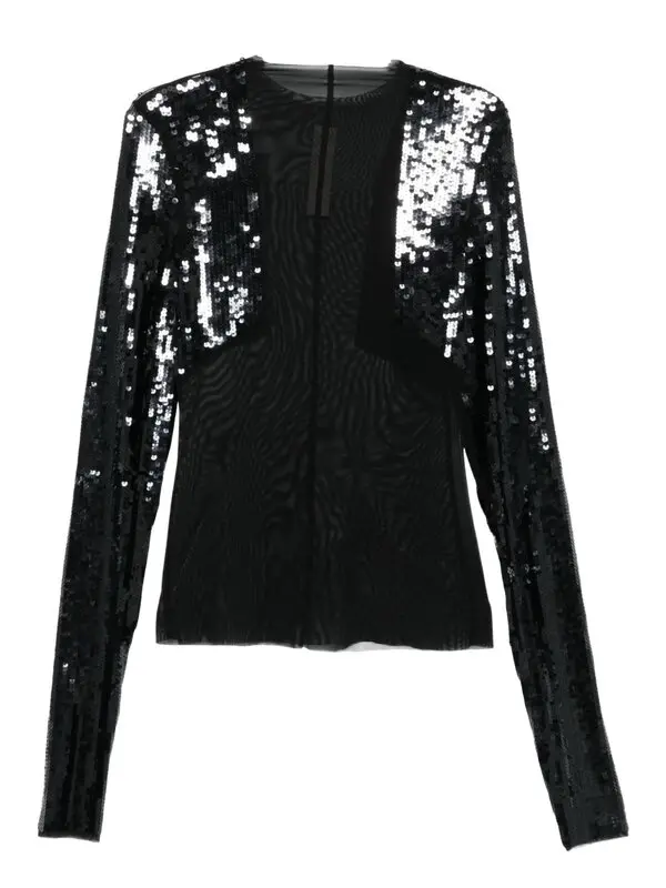 Rick Owens Sequin Embellished Long Sleeve Cover-up - Black