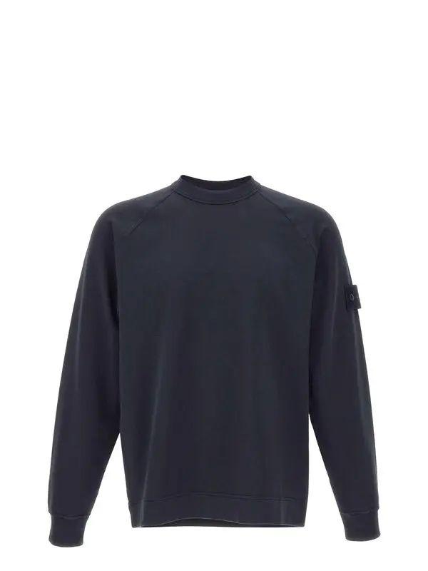 Stone Island Logo Patch Cotton Sweatshirt - Blue