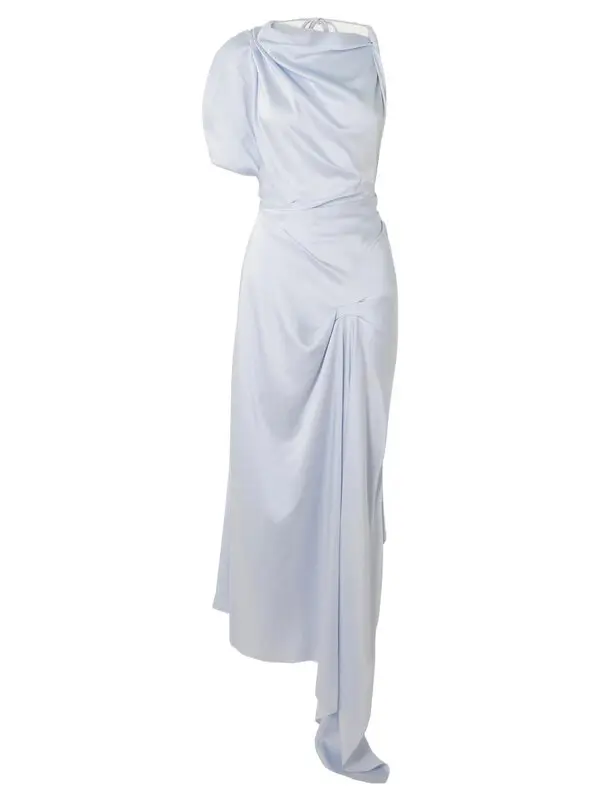 Victoria Beckham Asymmetric Draped Satin-crepe Midi Dress - White