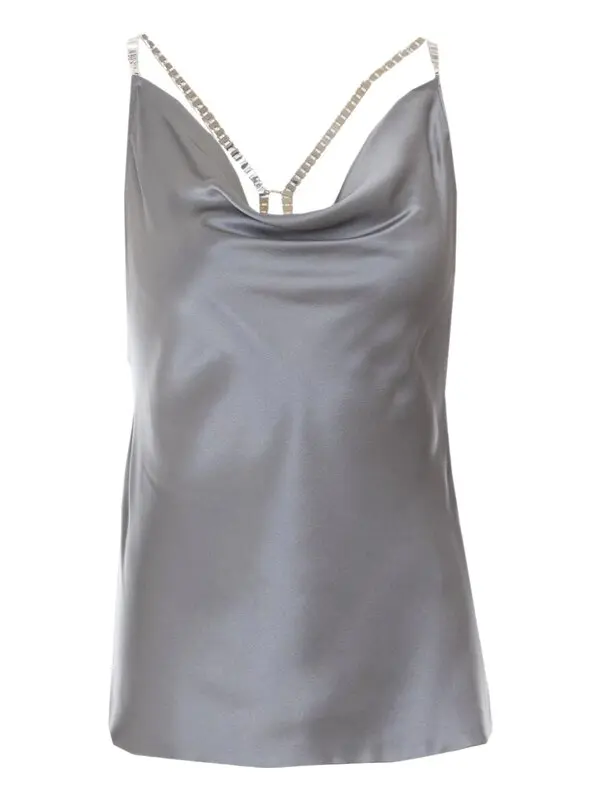 Patrizia Pepe Sleeveless Draped Strap Top - Gray