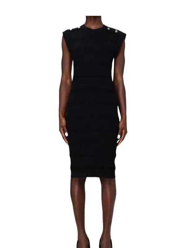Liu Jo Button-shoulder Knitted Midi Dress - Black