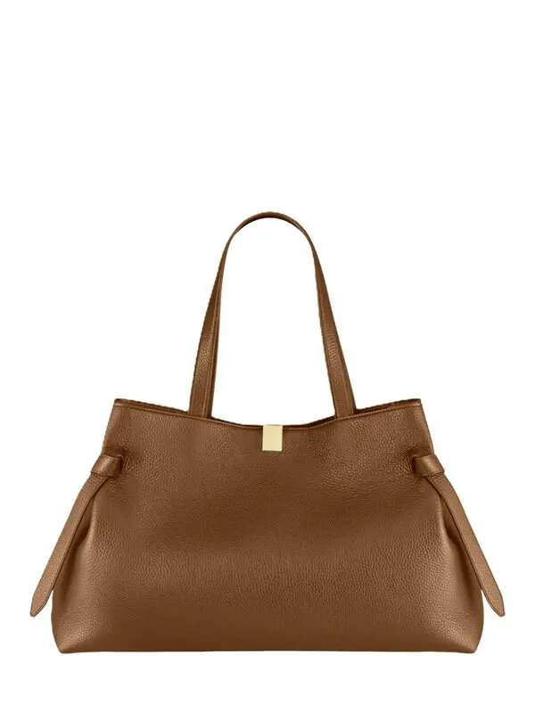 Yuzefi Double-handled Textured Leather Bag - Brown
