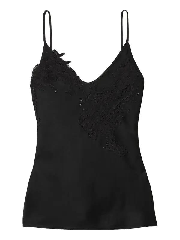 Victoria Beckham Lace-trimmed Satin-crepe Camisole - Black