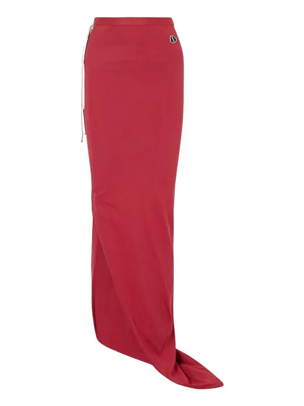Rick Owens Moncler Appliquéd Cotton-jersey Maxi Skirt - Red