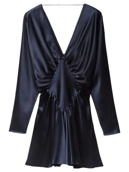 Versace Draped V-neck Mini Dress - Navy
