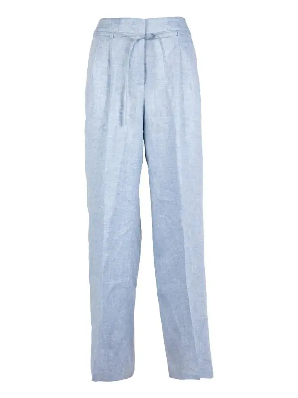 Peserico Belted Straight-leg Trousers - Blue