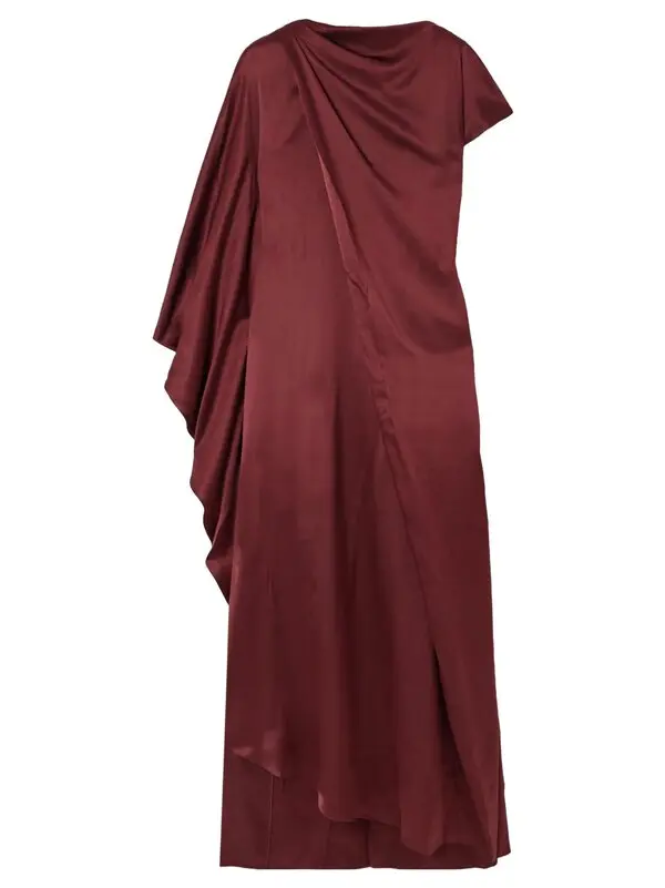 ROKSANDA Cape Effect Asymmetric Draped Silk-satin Maxi Dress - Brown
