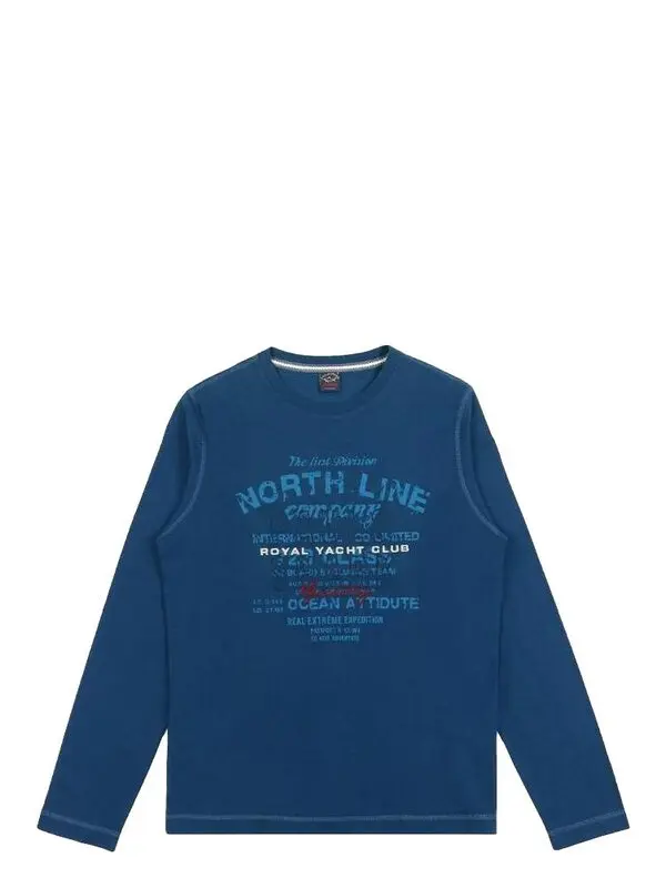 PAUL  SHARK Logo Printed Long-sleeved T-shirt - Blue