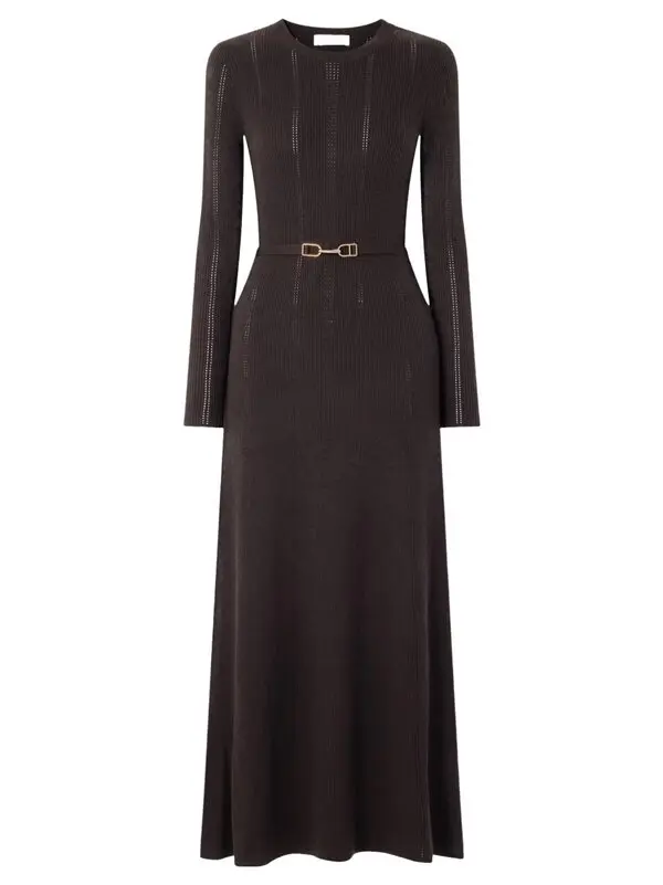 Gabriela Hearst Knit Wool Midi Dress With Belt - Black