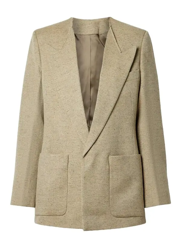 Victoria Beckham Wool-blend Twill Blazer With Unfinished Lapels - Nude