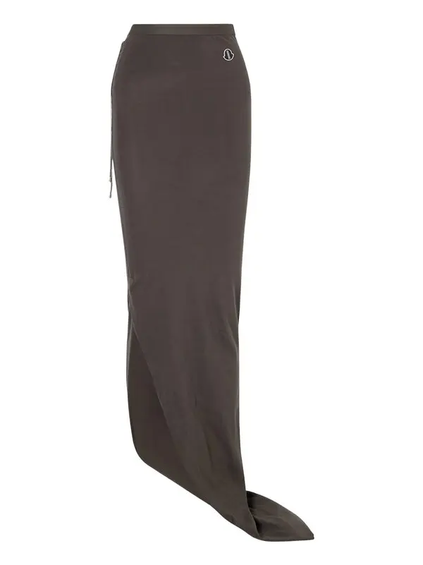Rick Owens Moncler Appliquéd Cotton-jersey Maxi Skirt - Black
