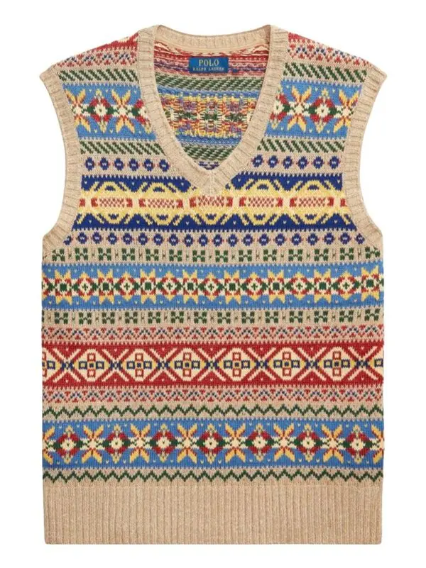 Polo Ralph Lauren Fair Isle V-neck Vest - Nude