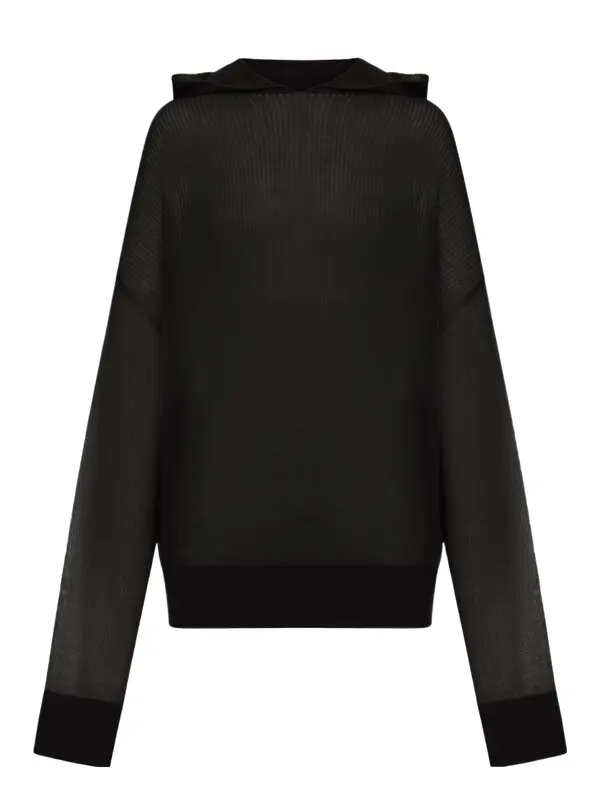 Rick Owens Long Sleeve Hooded Jumper - Black