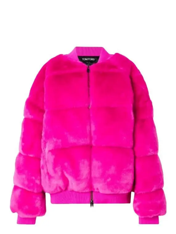 TOM FORD Faux Fur Down Bomber Jacket - Pink