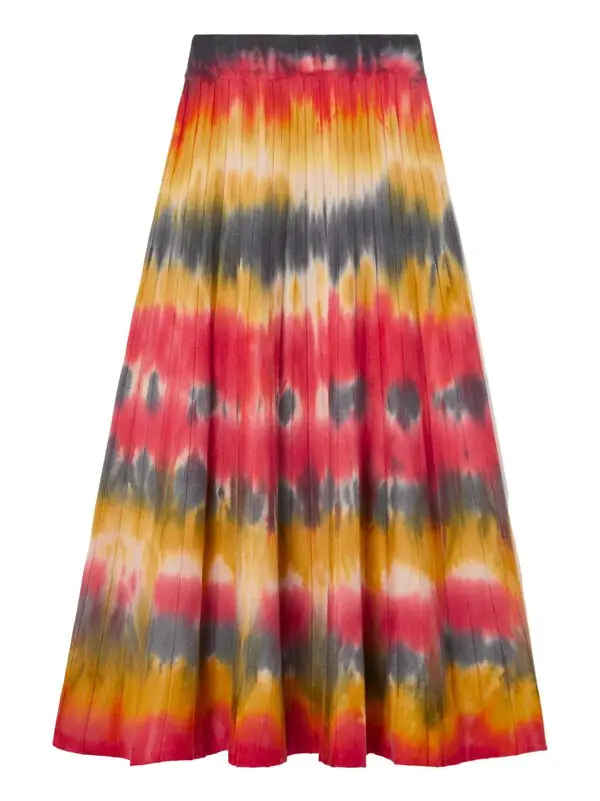 Gabriela Hearst Ella Pleated Tie-dye Cashmere Midi Skirt - Red