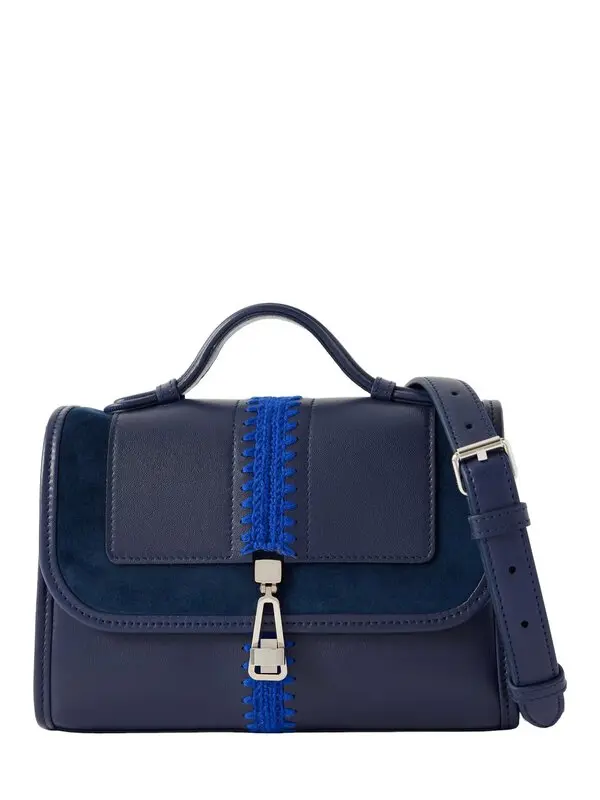 Gabriela Hearst Small Leonora Crochet And Suede-trimmed Leather Shoulder Bag - Black