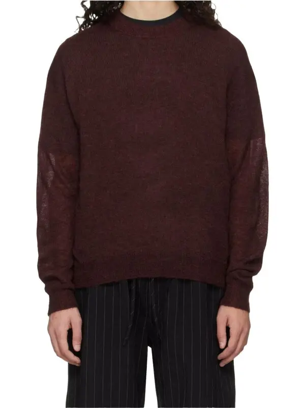Studio Nicholson Ribbed Knit Crew Neck Sweater - Mulberry Color