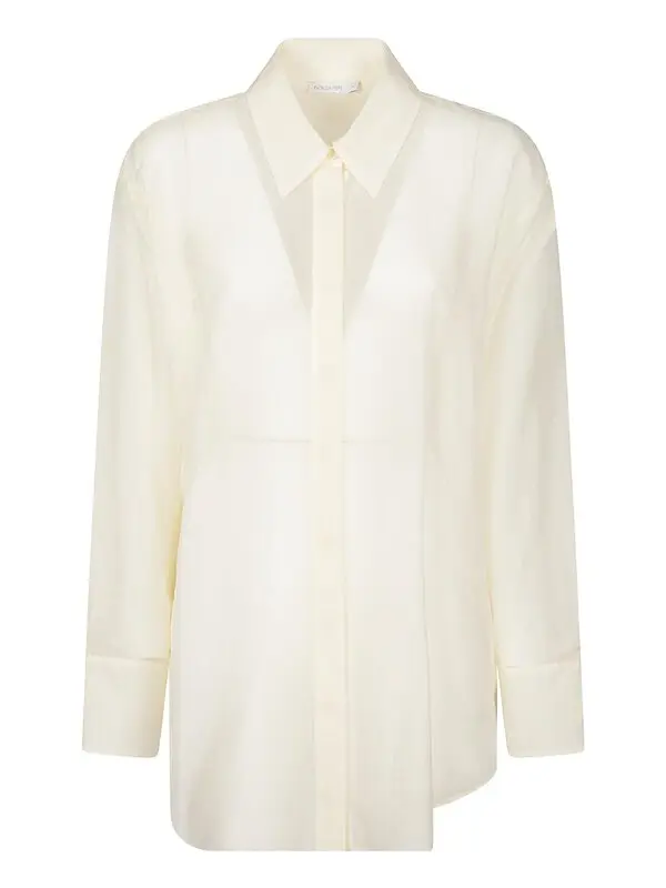 Patrizia Pepe Long Sleeve Shirt With Turn-down Collar - Pearl Ivory