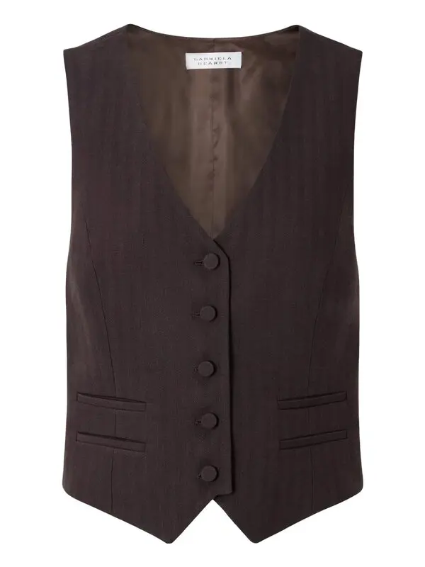 Gabriela Hearst Wool-blend Gilet With Herringbone Pattern - Black