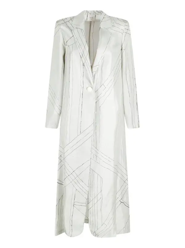 ALYSI Single-breasted Trench Coat With Geometric Print - White