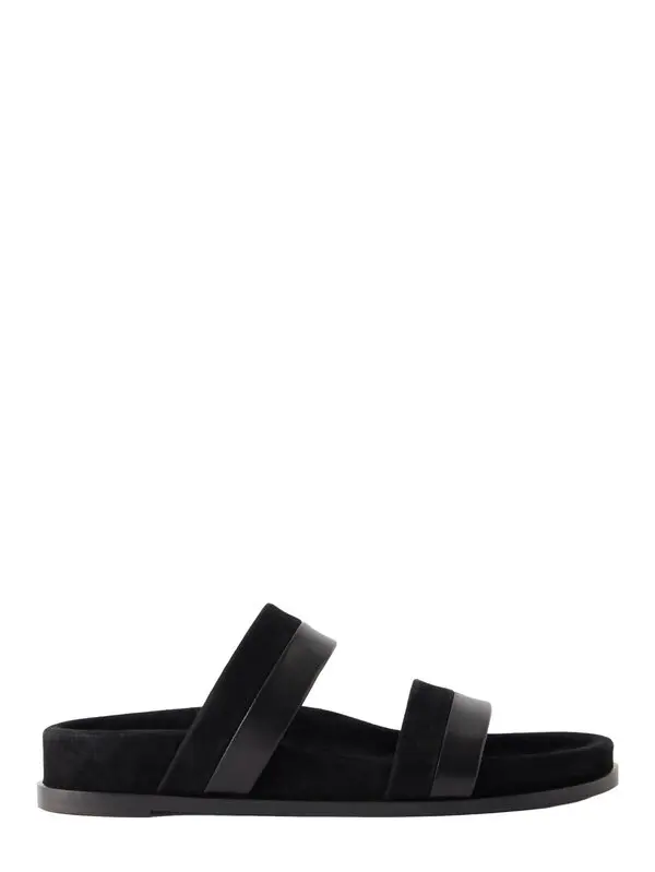 Gabriela Hearst Low Striker Paneled Leather Sandals - Black