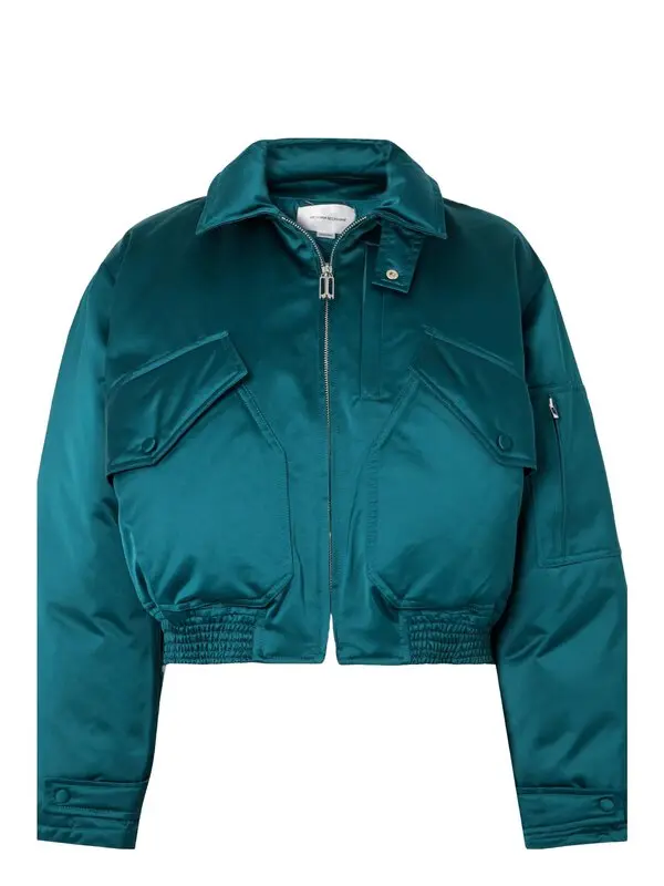 Victoria Beckham Padded Cotton-blend Sateen Bomber Jacket - Green