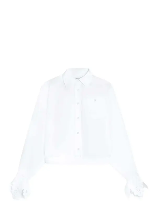 Celine Cropped Cotton Poplin Shirt With Embroidered Cuffs - Optical White