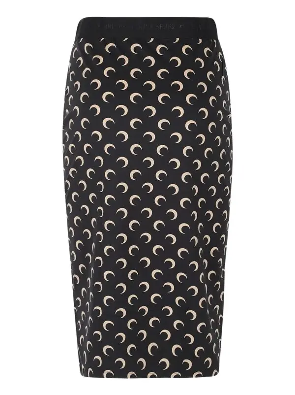 MARINE SERRE Moon-print Midi Skirt - Black