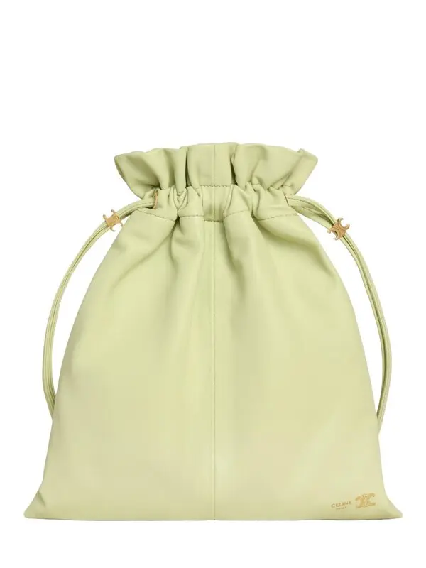 Celine Small Crystal Pouch In Lambskin - Yellow